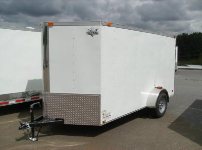 V-nose Trailer 9 NEW King American 6x12 + 2ft V-Nose. white, ramp door ...